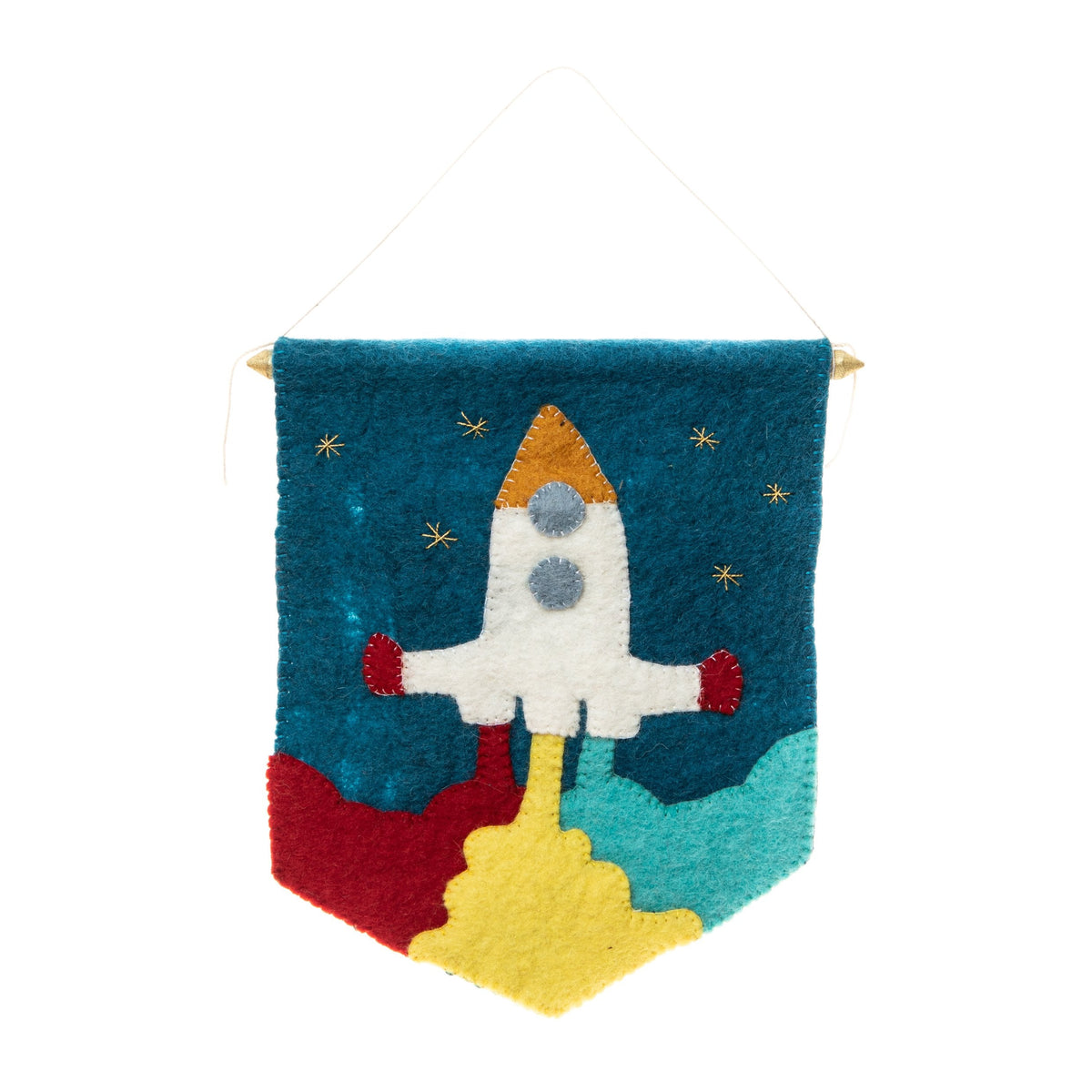Felt Rocket Banner Flag – Colorful Kids Room Wall Hanging – Global ...